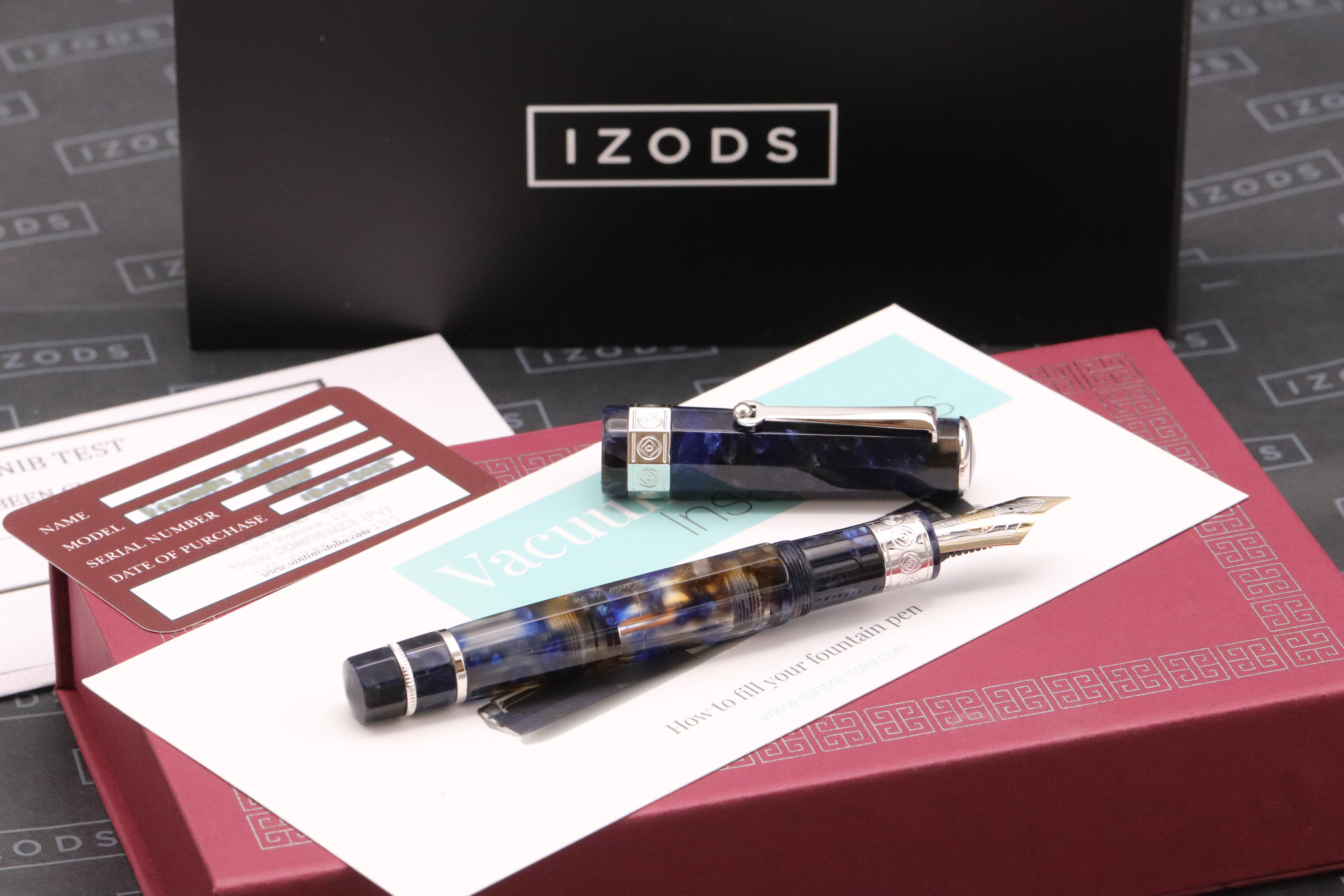 Santini Vacuum Ink Indaco LE98 Fountain Pen - #8 Fine Nib - UNUSED – IZODS
